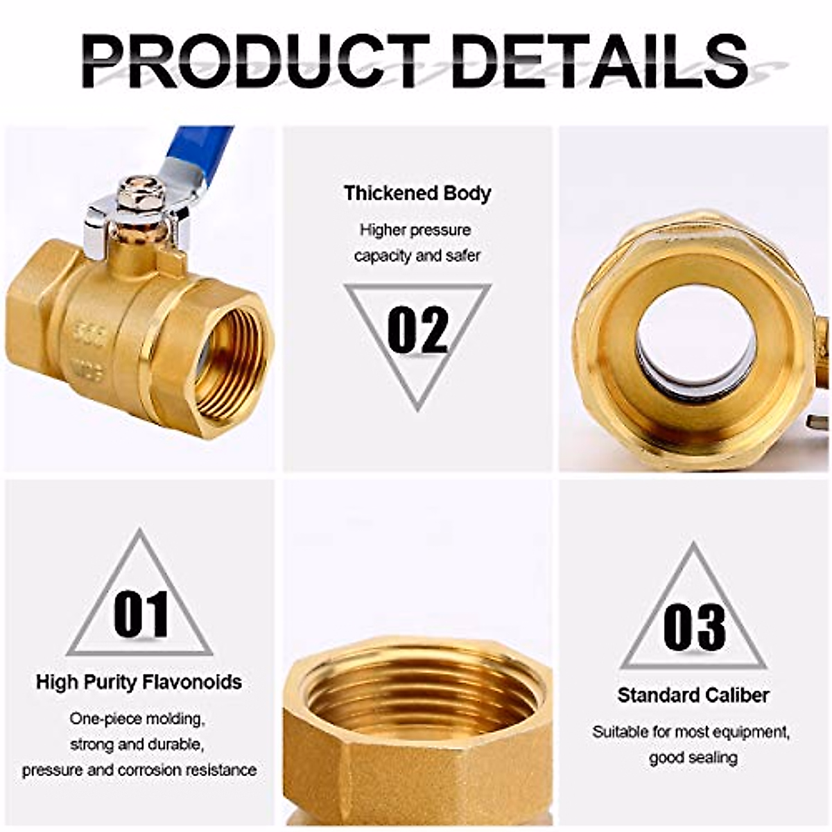 3/4" NPT 2PCS Full Port Forged Brass Ball Valve, Full Port Heavy Duty Brass Ball Valve Shut Off Switch for Water and Oil