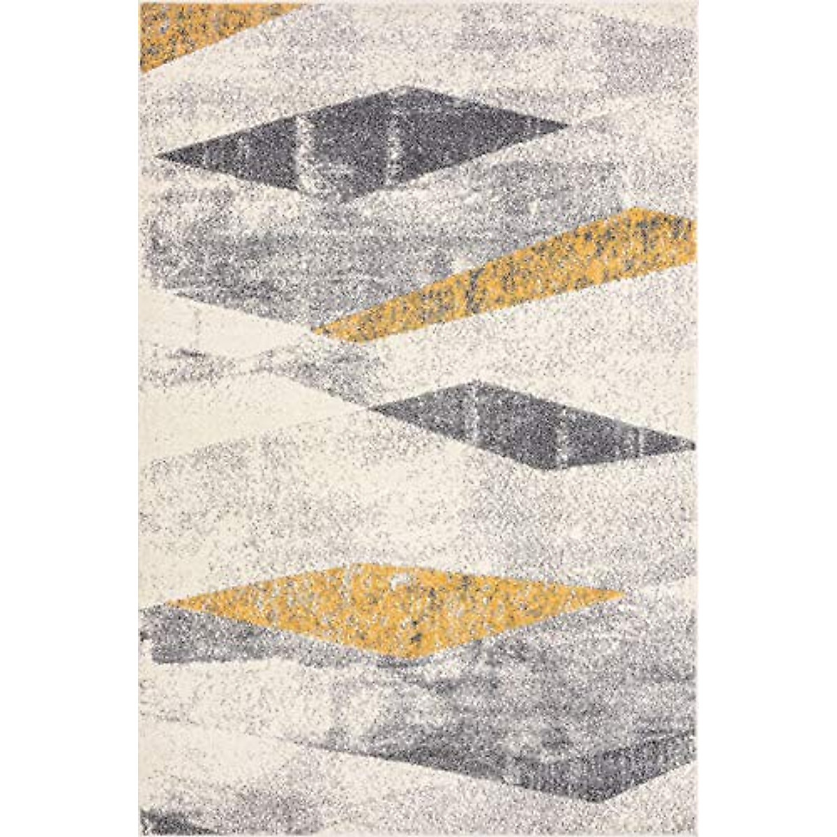 Abani Geometric Distressed Turkish Area Rug, Laguna Collection Grey & Yellow Modern Style 5' 3" x 7' 6" Accent Rug Rugs