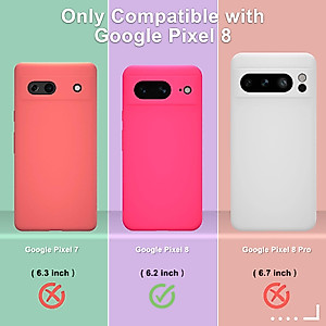 YENAPOON for Google Pixel 8 Case, Silicone Phone Case with 2 Screen Protector, Soft Anti-Scratch Microfiber Lining, Full Body Shockproof Slim Cover Support Wireless Charging, Hot Pink