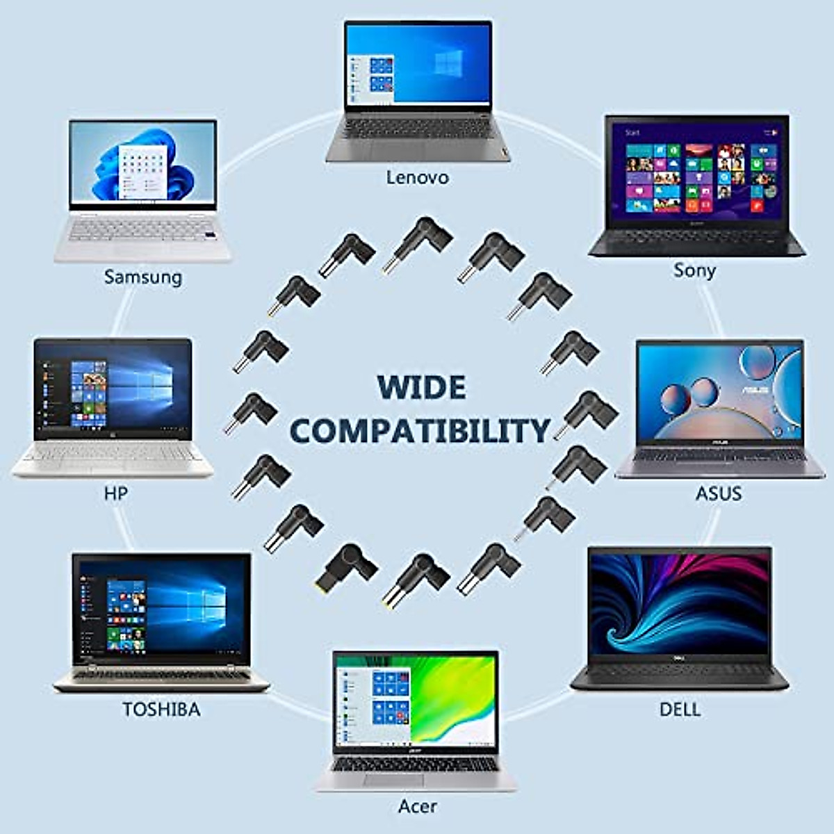 90W Universal AC Adapter Laptop Charger Compatible with HP Dell Lenovo Acer Asus Toshiba Samsung IBM Sony Fujitsu Gateway Notebook Ultrabook Chromebook Power Supply Cord with 16 Connectors