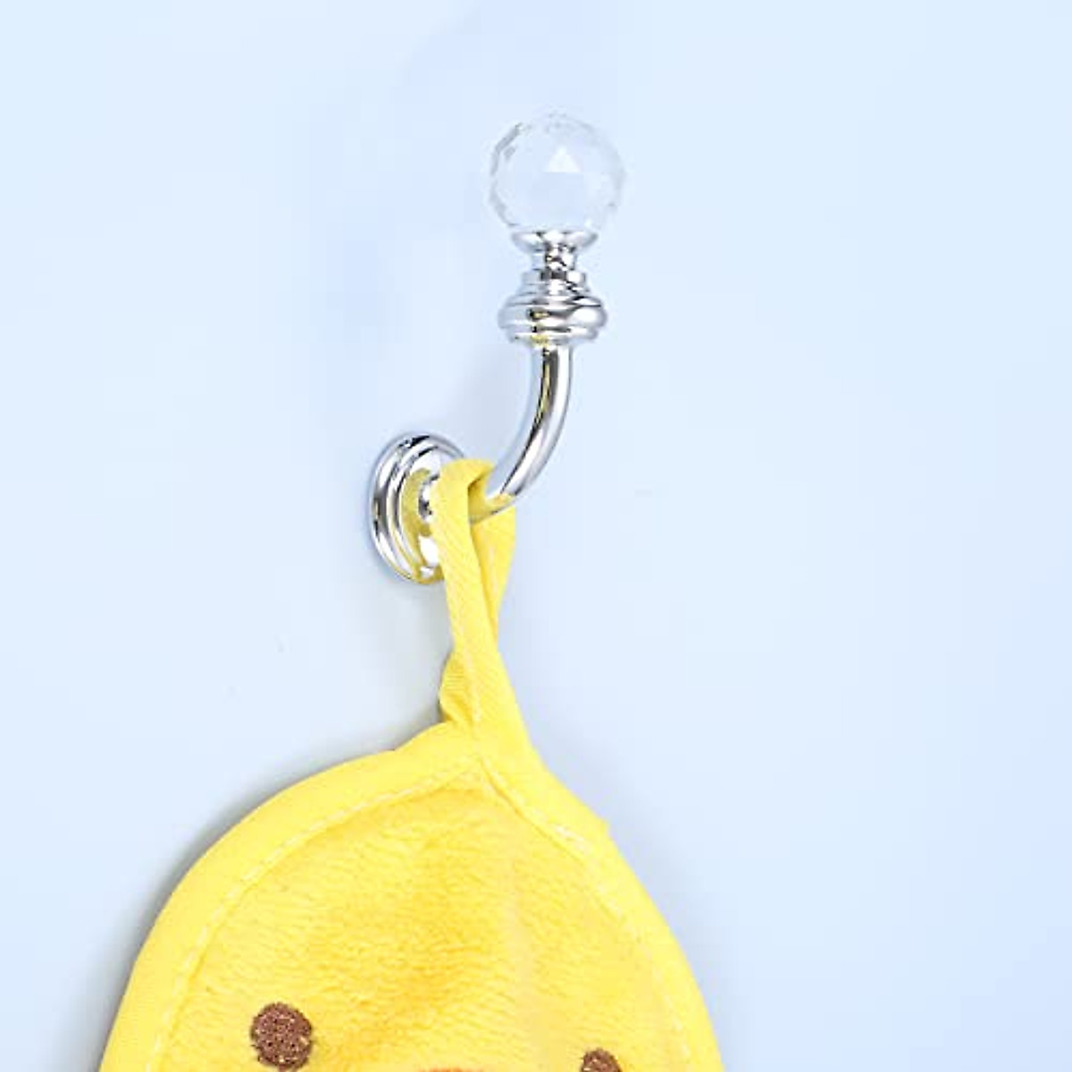 Mgoodoo 5pcs Crystal Hooks, 2.87x1.46inch Round Crystal Wall Coat Hat Hanger Holder Wall Mounted Curtain Holdbacks Tassel Towel Hanger(Sliver)