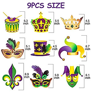 Mardi Gras Hanging Decorations - Mardi Gras Garland Crown Mask Sign for Masquerade Party Decorations Gold Green Purple Foil Swirl New Orleans Celebration Mardi Gras Party Supplies
