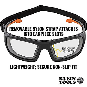 Klein Tools 60538 Gasket Safety Glasses, Professional PPE Protective Eyewear, Full Frame, Scratch Resistant, Anti-Fog, Indoor/Outdoor Lens