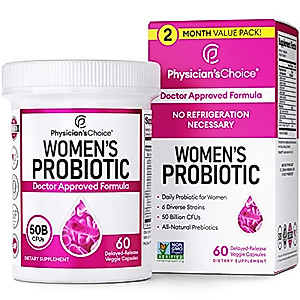 Prebiotics & Probiotics for Women - Science Backed ProCran - Organic Prebiotics, 50 Billion CFU, D-Mannose & Cranberry for Digestive, Immune, Feminine Health, Soy & Dairy Free, 60 Vegan Capsules
