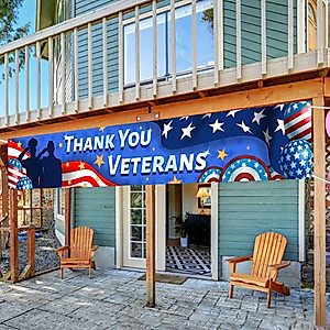 Veterans Day Banner Veterans Day Decorations Outdoor, Thank You Veterans Banner, Veterans Day Yard Sign, American Flag Patriotic Soldier Outdoor Veterans Day Banner