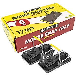 iTrap Easy Set Snap Mouse Traps w/Bait Cups, 6 Pack Simple Deadly Rodent Pest Control for Home or Office