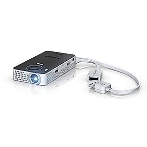 Philips PPX4350WIFI/INT Pocket Projector, 50 Lumens, LED, HDMI, 60 Inches Display, Bluetooth, Wireless, USB, 4,6 Oz