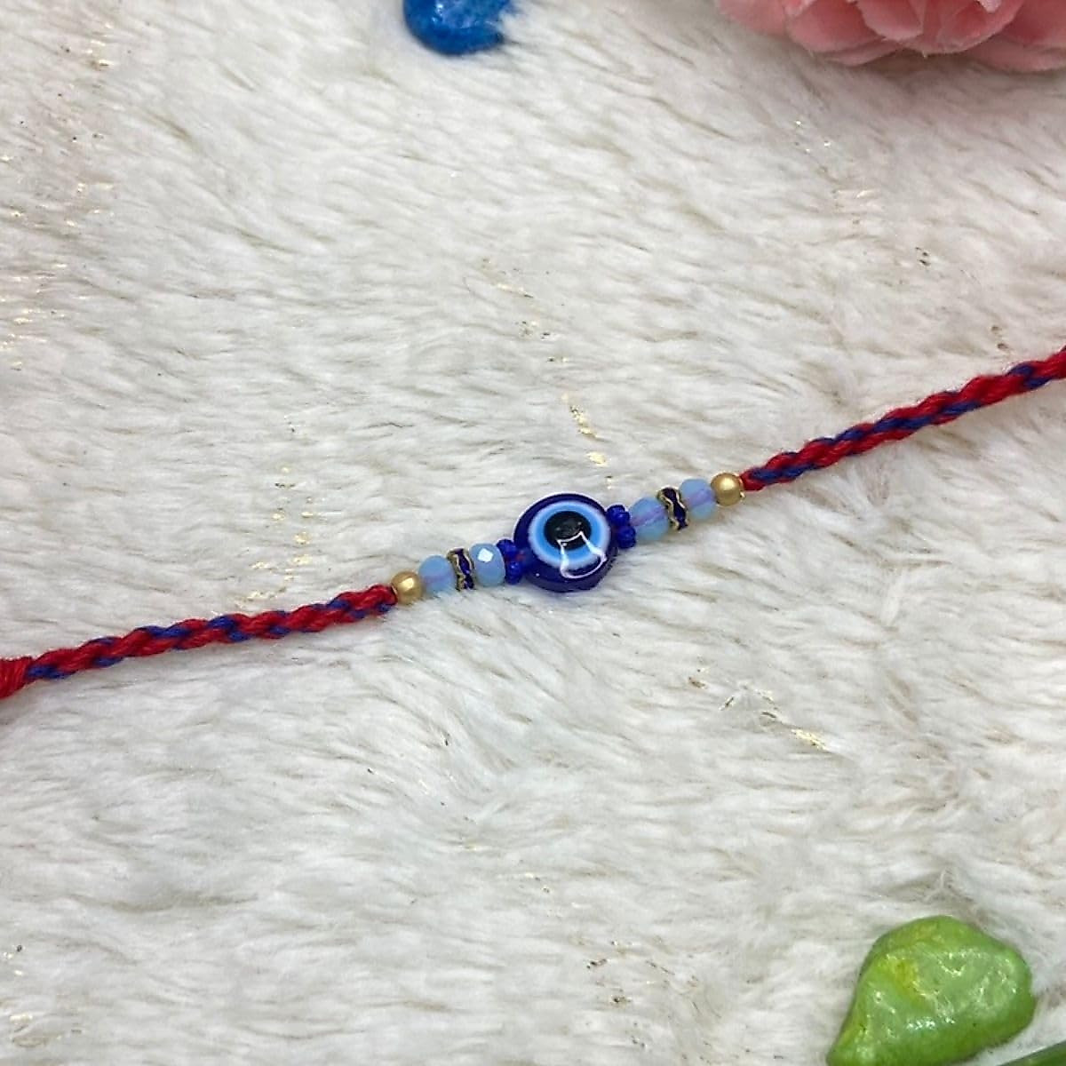 AKRITSANS Evil Eye Rakhi for Brother & Bhabhi – Lucky Rakhi Thread for Bhai Bhabhi Bhaiya | Raksha Bandhan Rakhi Dora Bracelet for Bro, Sister | Indian Traditional Festival