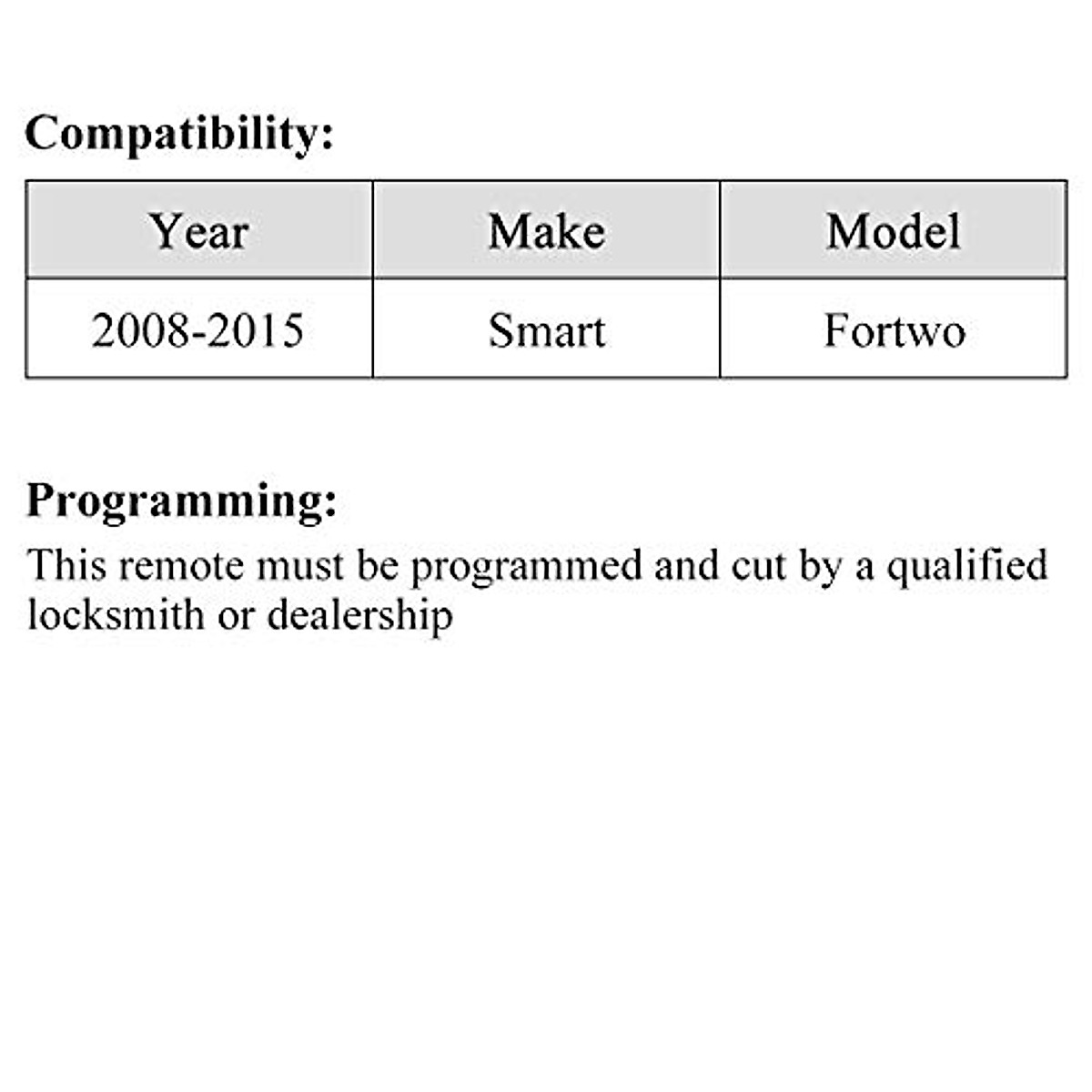 uxcell New Replacement Keyless Remote Car Key KR55WK45144 315Mhz PCF7941 Chip 3+1 4 Button for Mercedes Benz Smart Fortwo 2008-2015