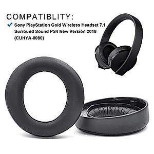 Defean Replacement Ear Pads Cushion Cover PU Leather and Soft Foam Earpads Compatible with Sony Gold Wireless Headset - CUHYA-0080 Headphone (Black)