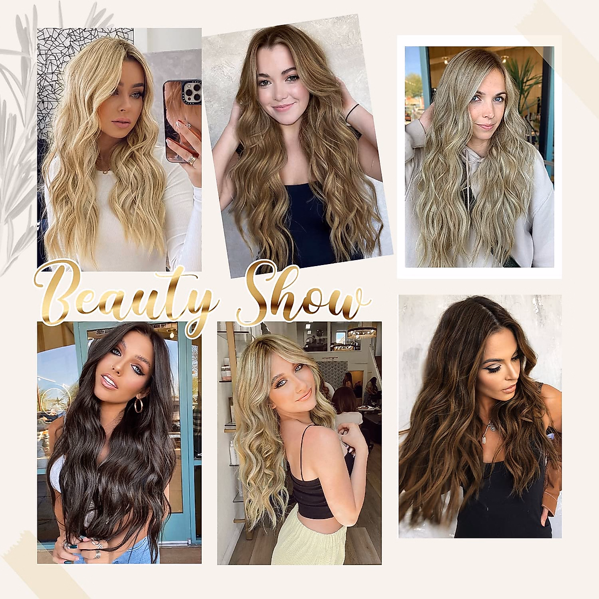 DeeThens Brown Hair Extensions Invisible Wire Hair Extension for Women Long Wavy Hair Extensions with Transparent Headband Adjustable Size Hair Extensions for Women 20 Inch