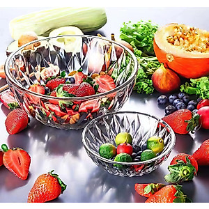 Glass Bowl, Decorative Diamond Design Bowls For Kitchen & Home Décor, Centerpiece Table Decorations Great For Dining, Living Room Décor, Serving Bowls, Salad Bowl, Pasta Bowls, Candy Bowl, Fruit Bowl.