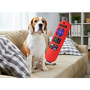 Silicone Case for Roku Express 4K+ Voice Remote RCA1R, Roku Voice Remote Cover RC-GZ1 Roku Streaming Stick 4K Silicone Sleeve with Lanyard(Gray)