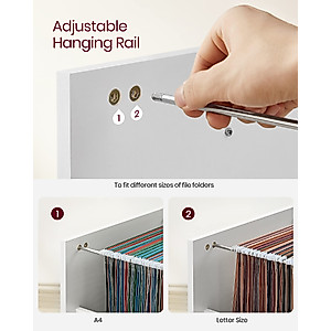 VASAGLE 2-Drawer File Cabinet, Filing Cabinet for Home Office, Small Rolling File Cabinet, Printer Stand, for A4, Letter-Size Files, Hanging File Folders, Modern Style, White UOFC040W46