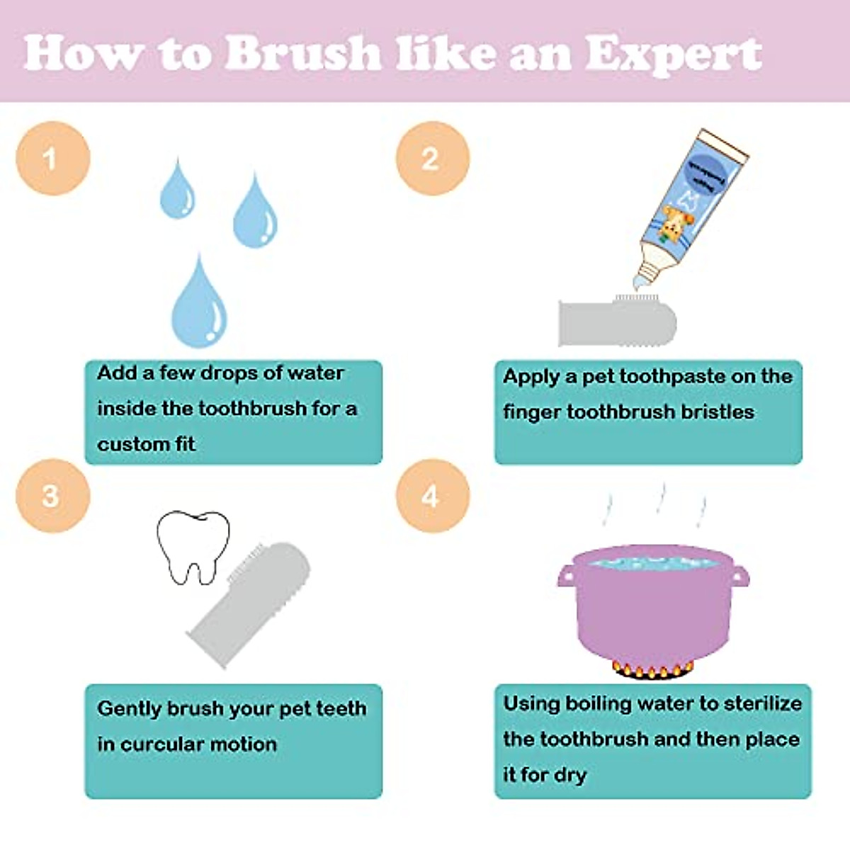 FadaStore 8 Units Pack Pet Finger Toothbrush for Dogs & Cats, Extra Soft Silicone Bristles Professional Dog Toothbrush & Cat Toothbrush, Easy Teeth Cleaning for Dog Dental Hygiene