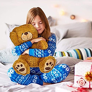 LotFancy Teddy Bear Stuffed Animals, 20 inch Soft Cuddly Stuffed Plush Bear, Cute Stuffed Animals Toy with Footprints, Gifts for Kids Baby Toddlers on Baby Shower, Valentine's Day, Brown