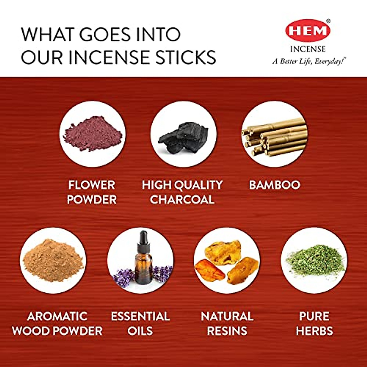 HEM Red Rose Incense Sticks (Pack of 6 -120 count, 301g) | Natural Fragrance For Aromatic Environment | Incense For Stress Relief, Relaxation and Air Purifier