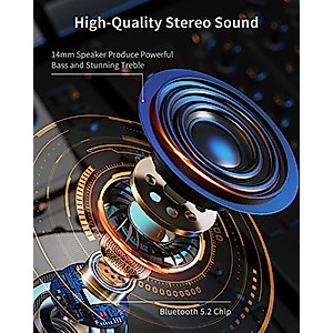 JOYHOOSH Wireless Bluetooth Earbuds, Bluetooth 5.2 Wireless Ear Buds with Charging Case Stereo Sound Earphones Wireless Headphones with Microphone 35H Playtime & Power Display IPX6 Waterproof (Black)