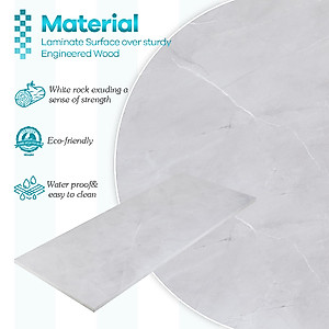 Kaboon Universal Tabletop 55"x27.5", Solid One-Piece Melamine Table Top, Double Desk L-Desk DIY, Home and Office Countertop, White Rock