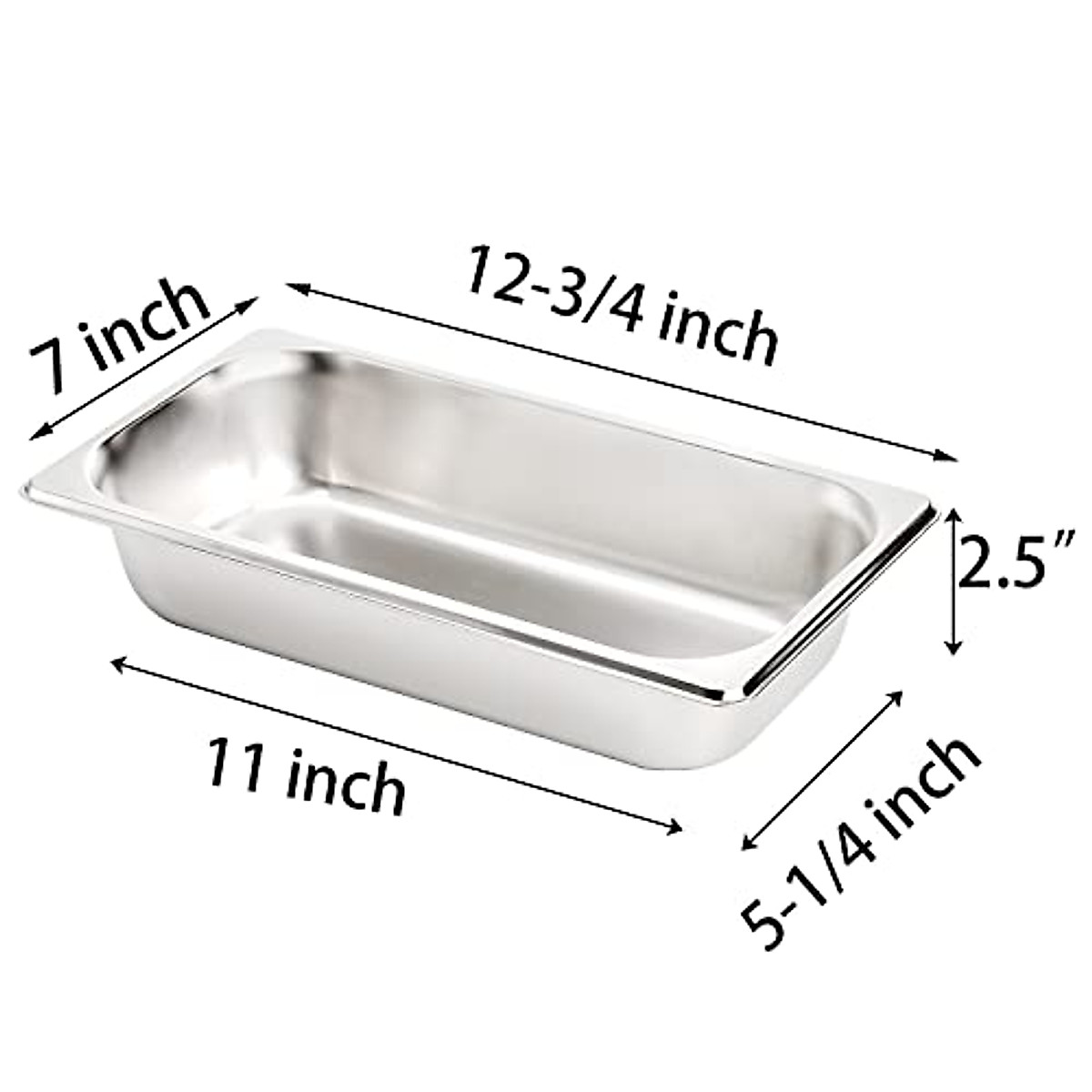 TOPZEA Set of 4 Stainless Steel Steam Table Pan 1/3 Size, 2.5 Inch Deep Anti-Jam Breading Pan Tray Buffet Dinner Serving Pan Hotel Food Pan for Food Warmer, Preparing Bread-Crumb Dish, Marinating Meat