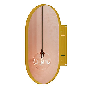 Yozma 20x34 Inch Oval Recessed Medicine Cabinet with Mirror, Metal Framed Bathroom Wall Mounted Cabinet Organizer with Mirror and Adjustable Shelves, Wall Mirror with Storage for Bathroom, Matte Gold