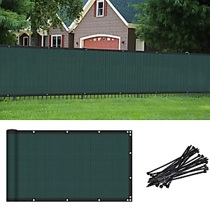 COARBOR 9'x44' Vinyl Coated Polyester (PVC) Mesh Privacy Fence Screen Fencing for Back Yard Deck Patio Garden Blocker Barrier 80% Blockage with Gommets on Edges 280GSM -Green