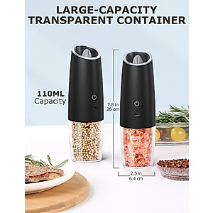 innhom Gravity Electric Salt Grinder Pepper Grinder Pepper Mill Automatic Salt and Pepper Grinder with Adjustable Coarseness USB Rechargable, 1 Pack