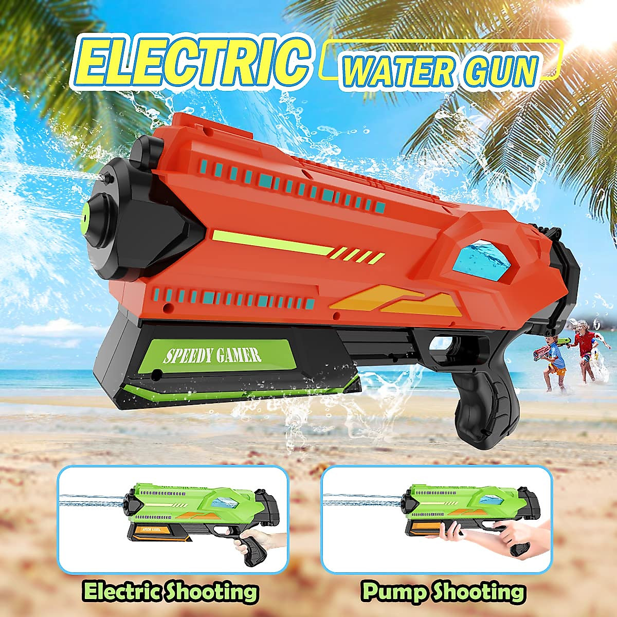 VATOS 2 Pack Electric Water Guns for Kids Adults, Auto Squirt Guns Range up to 32 FT + 1000CC High Capacity,Motorized Electric Water Guns Toys for Summer Outdoor Swimming Pool Beach Water Fighting