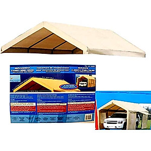 Costco Heavy Duty Roof Cover Top Replacement for Carport Canopy Shelter Canvas 10' x 20' feet Waterproof/UV-Resistant (Cover Only, Frame Not Included) Car port