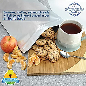 50 x FirstDRY 1 Gallon Mylar Bags - Extra Thick 10 Mil (5 Mil each side), 55 x 400cc Oxygen Absorbers , 50 x Labels - Airtight Vacuum Heat Sealable or Zipper Resealable, Food Safe, Reliable Long Term Food Storage Solution - Aluminum