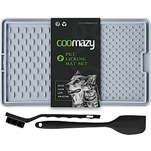 Coomazy Dog Lick Mat, Dog Slow Feeder, Boredom and Anxiety Reducer, Non-Slip Design Lick Mat for Dogs and Cats, Suitable for Yogurt, Peanut Butter and Liver Paste, Non-Toxic, Blue, L