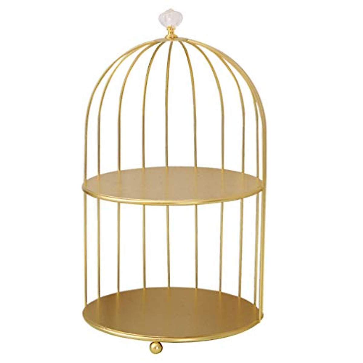 Yardwe Iron Cosmetic Rack Bird Cage Makeup Organizer 2 Tier Wire Storage Holder Essence Perfume Lotion Bottle Shelf Stand Skincare Products Tabletop Organizer