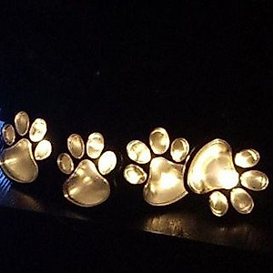 Solar Paw Print Lights (Set of 4), Warm White(3000-4500k) (Warm White)