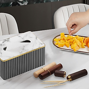 ATEN 3 Pack Portable Wood Toothpick Holder | Mini Toothpick box Pocket | Needle Box Pocket Case(Ebony/ Rosewood/ Beech)