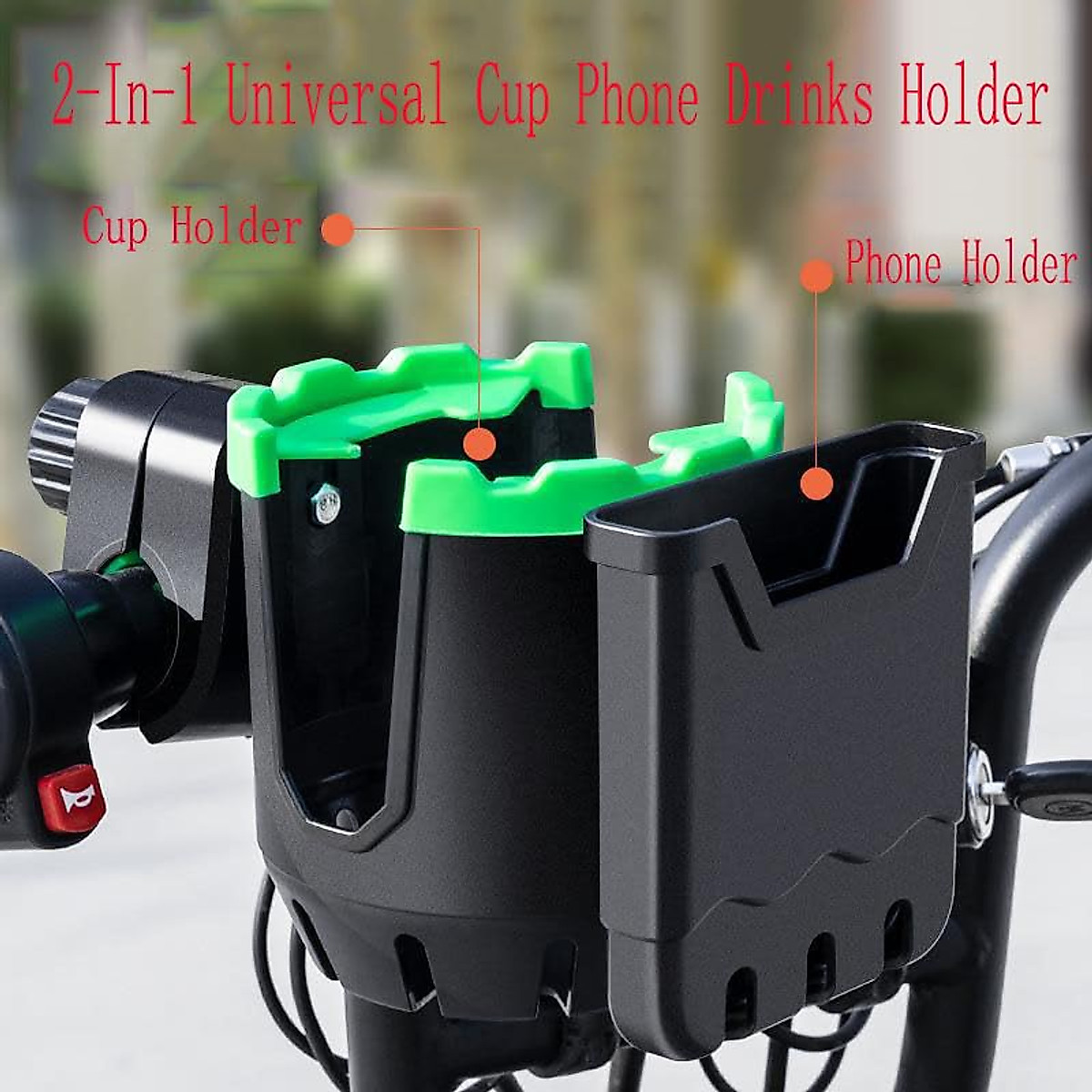 Cup Holder with Phone Holder, 2-in-1 Universal Universal Cup Holder with Phone Holder,Bike Cup Holder,Cup Holder and Phone Holder Organizer for Stroller,Bicycle,Wheelchair,Walker,Scooter (A Type)