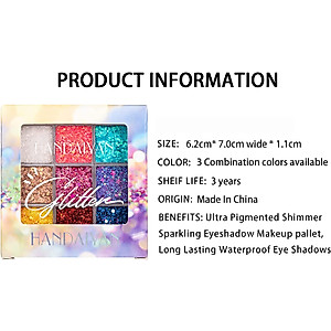 Glitter Eyeshadow Palette Makeup 9 Colors Body Glitter Glue Gel Palette Colorful Shimmer Sparkle Eyeshadow Long Lasting Highly Pigmented Waterproof Professional Glitter Eyeshadow Rainbow Face Paint