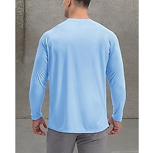 KEFITEVD Men Long Sleeve T Shirts Outdoor Summer Shirts Sun Shirts UV Protection Long Sleeve Rash Guard UPF 50+ Casual Hiking T-Shirt Top Blue