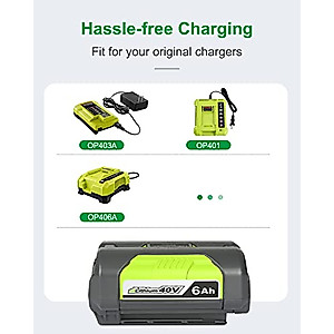 Amityke 6.0Ah 40V Battery Replacement for Ryobi 40V Battery OP4040 OP4026 OP4030 OP4050 OP4060A，Compatible with Ryobi 40-Volt Battery Power Tools