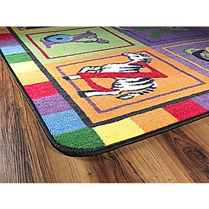 Flagship Carpets ABC Letter Blocks Area Rug for Children's Classroom Floor Mat, Play Room Carpet and General Educational Activities, 7'6" x 12', Multi-Color