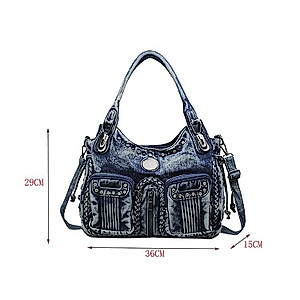 Denim Hobo Bag for Women Jeans Purse Large Capacity Handbags Vintage Shoulder Bags Casual Tote Bag Crossbody Bag