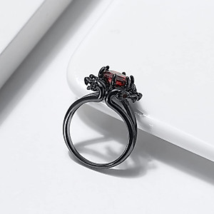 Dragon Claw Black Engagement Rings for Women, Fantasy Dragon Ring for Women by GINGER LYNE, Black Stone Gothic Rings for Her, 2 CT Black Diamond Rings Dragon Jewelry