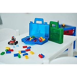 Room Copenhagen, Lego Sorting Box to-Go - Travel Case with Organizing Dividers - 3 Pack, Red/Blue/Green