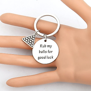 HOLLP Billiards Jewelry Pool Balls Gift Rub My Balls for Good Luck Keychain Women Man (Rub my balls for good luck)