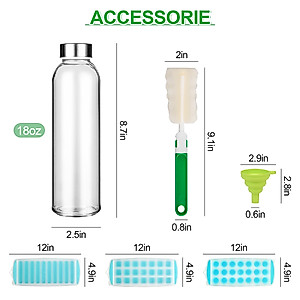 Generic 6 Pack Glass Juice Bottles, 18 oz Clear Glass Bottles with Caps, BPA Free & Eco-Friendly Reusable Refillable Bottles for Juicing,Stainless Steel Lid,Leak-Proof, transparent