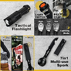 Gifts for Men Dad Husband, Survival Gear and Equipment 12 in 1, Survival Kit,Universal Socket Tools for Men,LED Magnetic Pickup Tools,Cool Gadgets Stuff for DIY Handymen Car