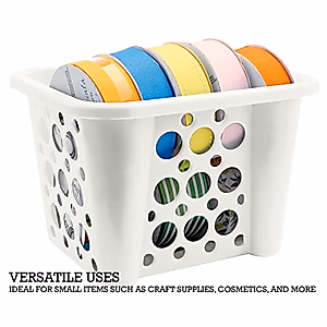 Organize Your Home Mini Stackable White Storage Containers with Open Tops, 4 Pack, Great Organizing Bins for Pantry, Closet, Bedroom, and all Storage, 7.6” x 6.7” x 5.3”