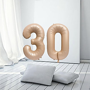 Number 50 Balloons 32 Inch Digital Balloon Alphabet 50th Birthday Balloons Digit 50 Helium Balloons Big Balloons for Birthday Party Supplies Wedding Bachelorette Bridal Shower, Caramel Number 50