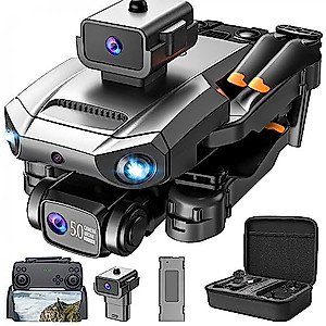 Foldable FPV Drone With Electrionic Regulation Dual 1080P WiFi Camera, Gesture Control RC Quadcopter For Adults, Boys, Gravity Sensor (Black)