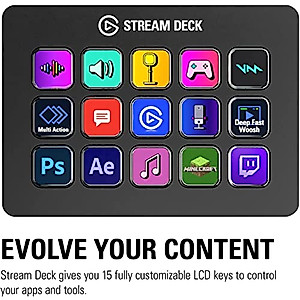 Elgato Stream Deck MK.2 – Studio Controller, 15 macro keys, trigger actions in apps and software like OBS, Twitch, ​YouTube and more, works with Mac and PC