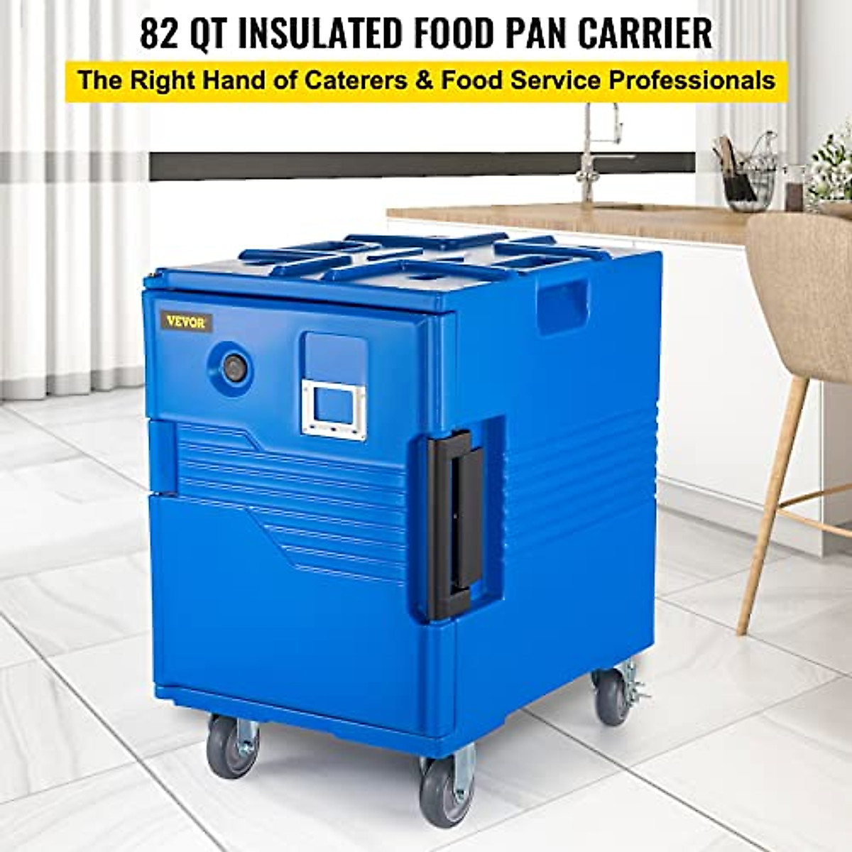 VEVOR Insulated Food Pan Carrier, 82 Qt Hot Box for Catering, LLDPE Food Box Carrier w/One-Piece Buckle & Insulated Food Pan Carrier, 82 Qt Hot Box LLDPE Food Box Carrier w/Double Buckles, Black